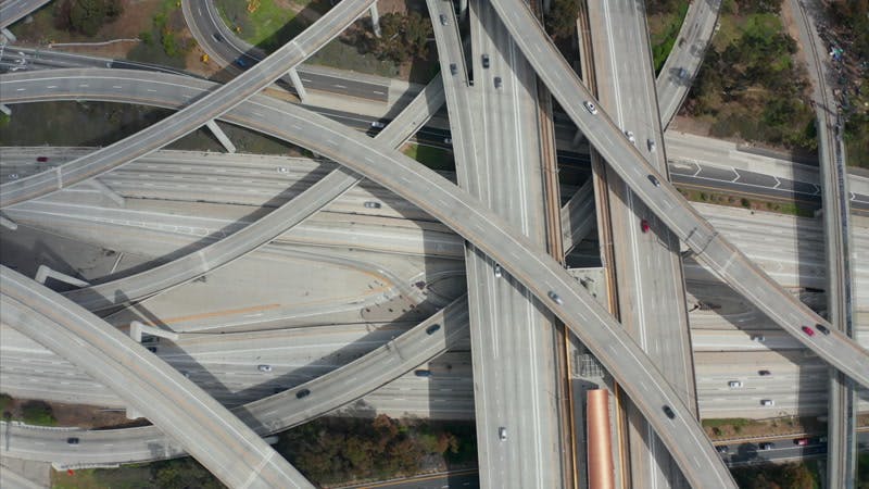 Interchange, Speed, Concrete, Flyover by 21 Aerials – Stock Footage ...