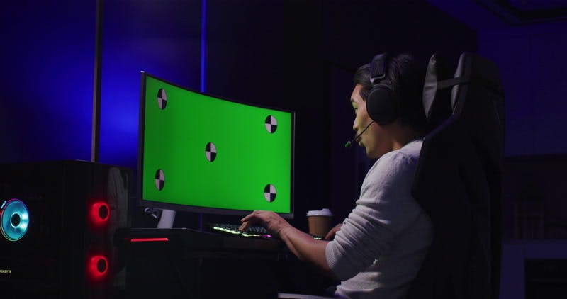 Green Screen, Gamer, Concave Monitor, Computer by Brad Day – Stock ...