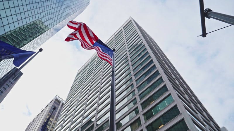 Buildings, New York, Sky, Flag by Fabian Bosman – Stock Footage | Artlist