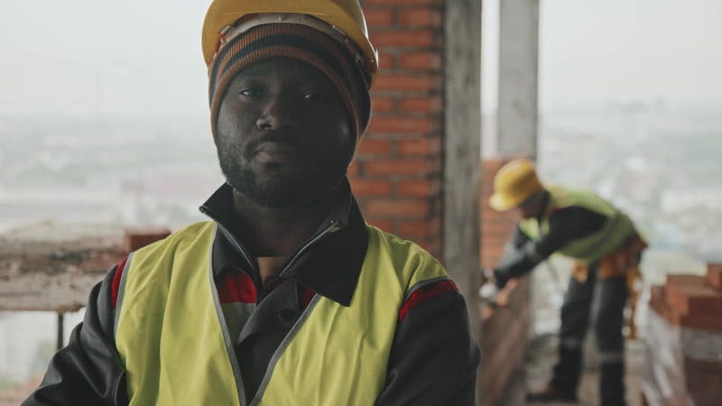 Standing, Man, Construction Site, Looking At Camera by Pressmaster ...