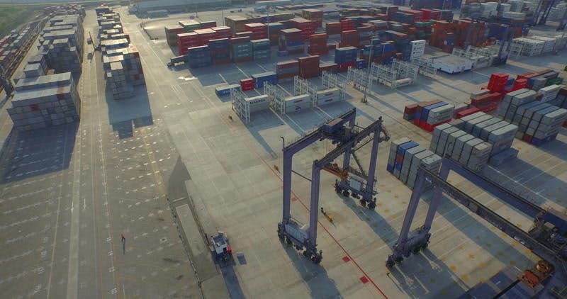 Crane, Moving, Dock, Shipping Containers by Postandfly – Stock Footage ...