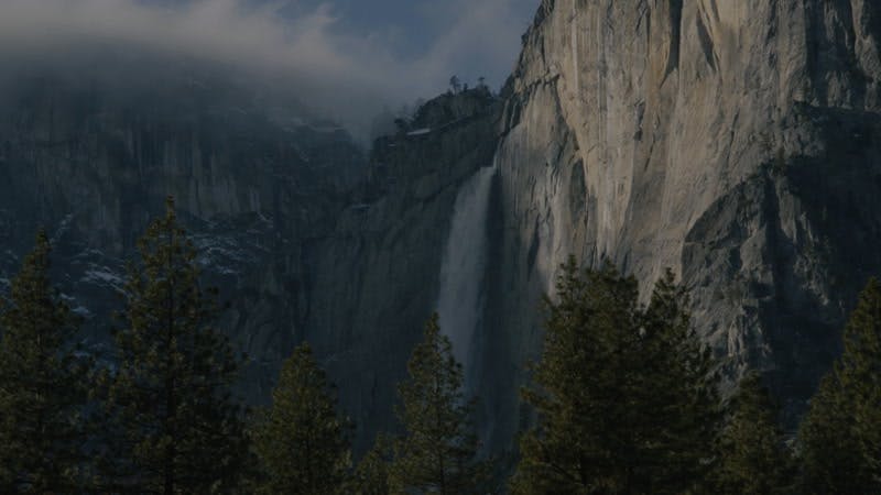 Yosemite, Snow, Mountains, Trees by Pierre Saba-Aris – Stock Footage ...