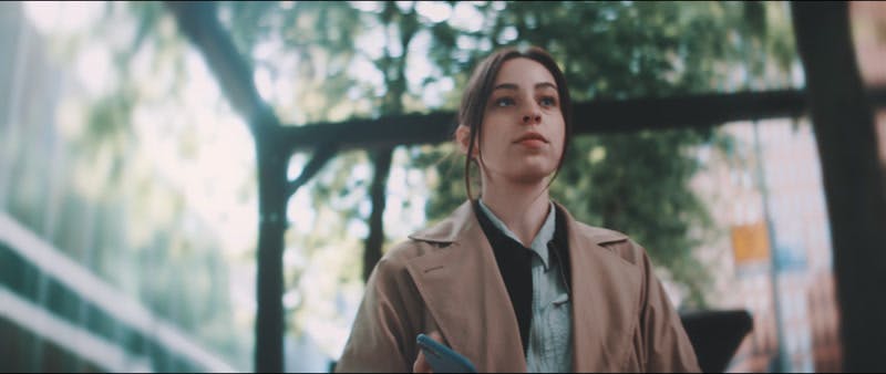 Walking, Buildings, Lens Flare, Lady by Hans Peter Schepp – Stock ...