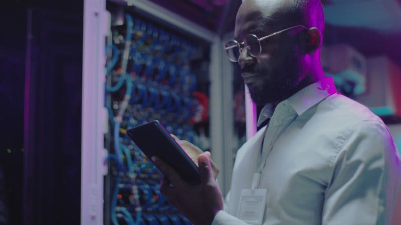 Data Center, Server Room, Man, Computer System by AnnaStills – Stock ...