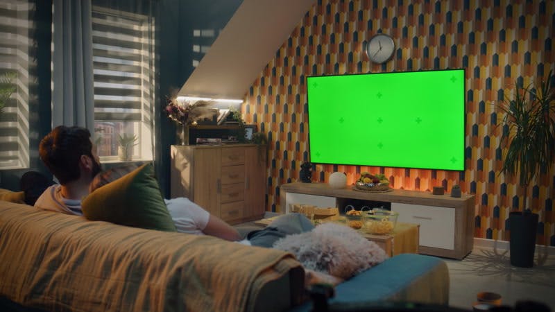 Woman, Green Screen, Couch, Tv by Frame Stock Footage – Stock Footage ...