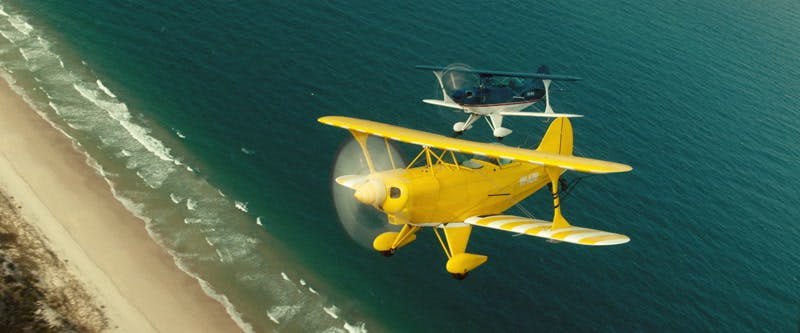 Light Aircraft, Yellow, Airplanes, Flying by Nostalgia – Stock Footage ...