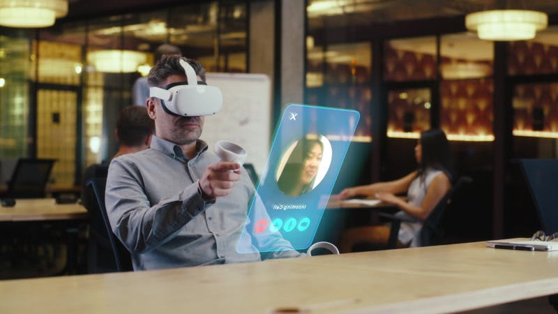 Man, Hologram, Metaverse, Meeting by Frame Stock Footage – Stock ...