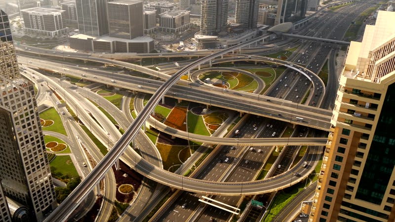Bridges, Dubai, Roads, Interchange by Animedias – Stock Footage | Artlist