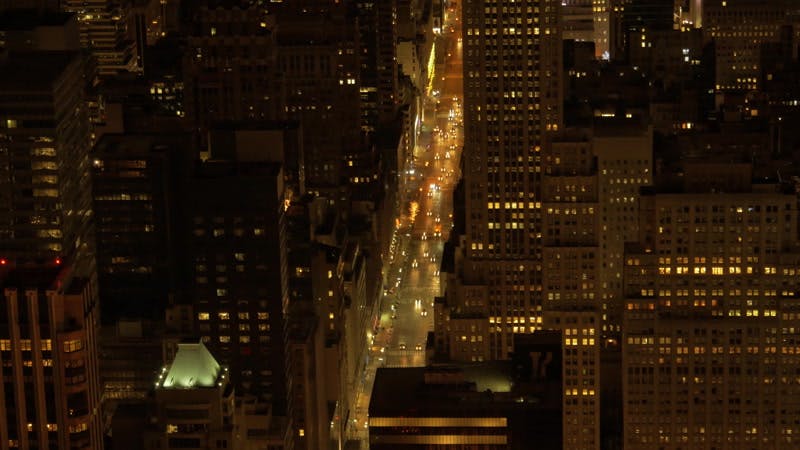 New York, Building Lights, Illuminated, Headlights by Animedias – Stock ...