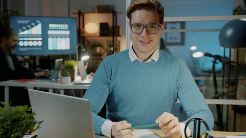 Smiling, Sitting, Man, Office by VITALY GARIEV – Stock Footage | Artlist