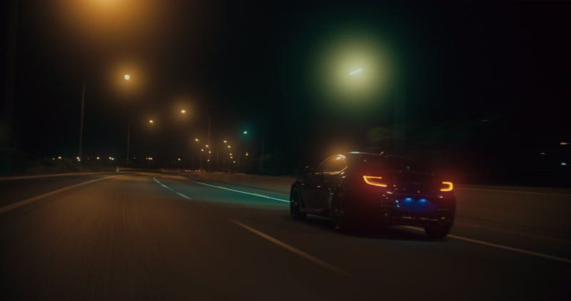 Blue Car, Light Streaks, Taillights, Night Drive by Brad Day – Stock ...