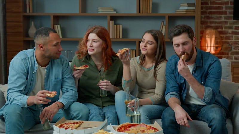 Hanging Out, Pizza, Eating, Relaxing by MayaLab – Stock Footage | Artlist