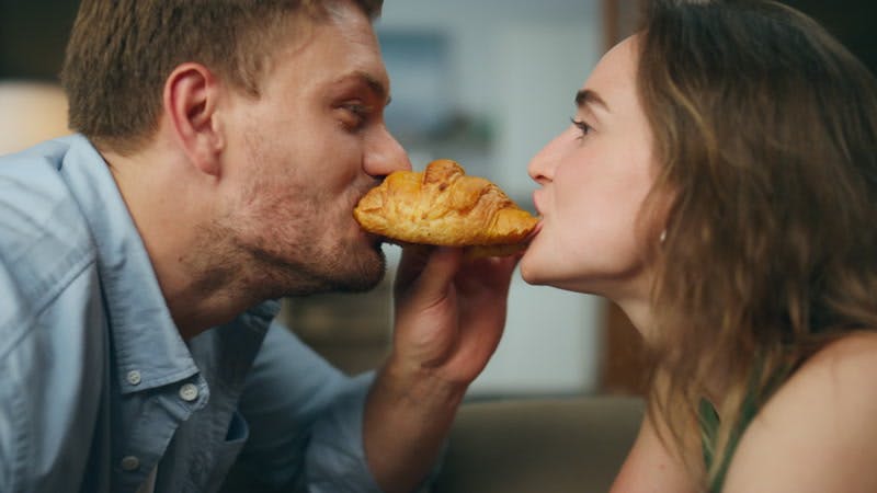 Happy, Living Room, Croissant, Eating by Stockbusters – Stock Footage ...