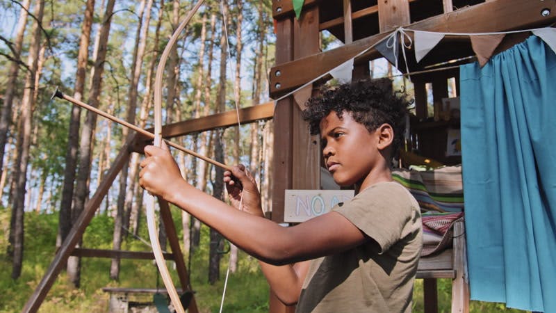 Friends, Bow And Arrow, Tree House, Woods by Pressmaster – Stock ...