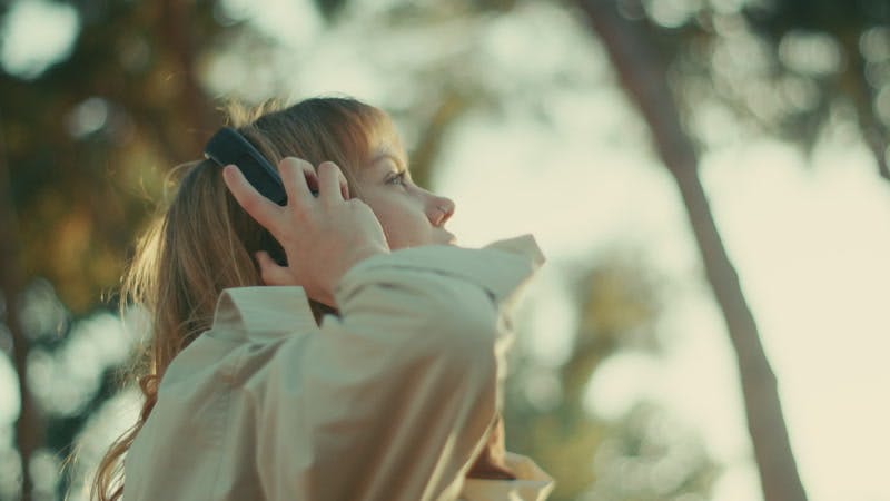 Headphones, Long Hair, Trees, Golden Hour by Yuval Aloni – Stock ...