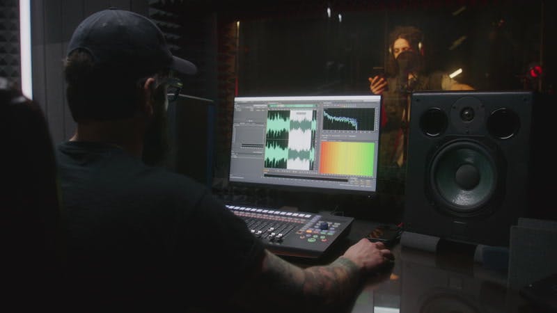 Recording Studio, Analyzing, Control Room, Monitor by Frame Stock ...