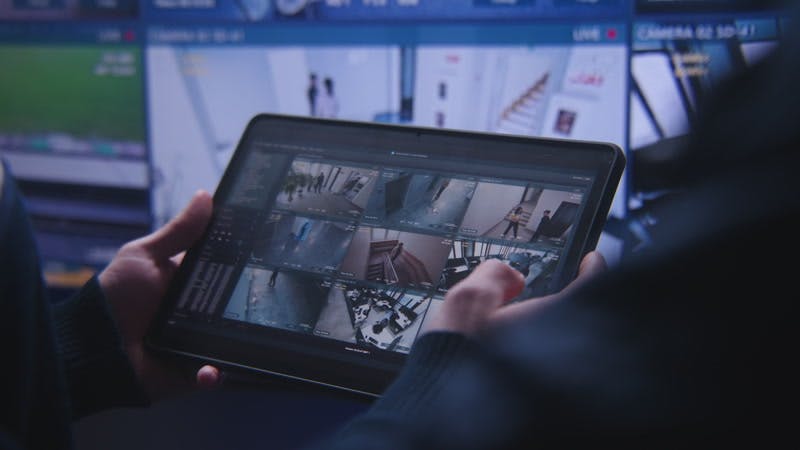 Observing, Security Officer, Screen, Watching by Frame Stock Footage ...