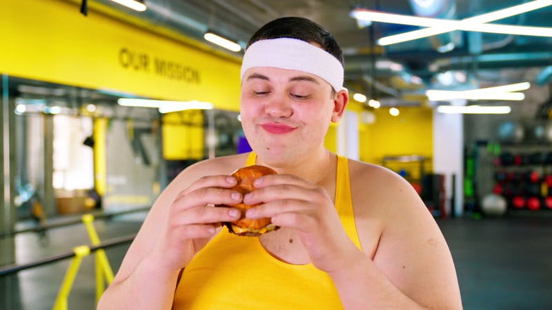 Exercise, Man, Eating, Burgers by Volodymyr Svystun – Stock Footage ...