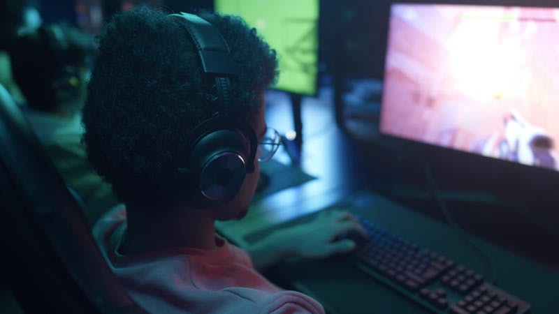 Computer Screen, Shooting Game, Gaming Room, Player by Pressmaster ...