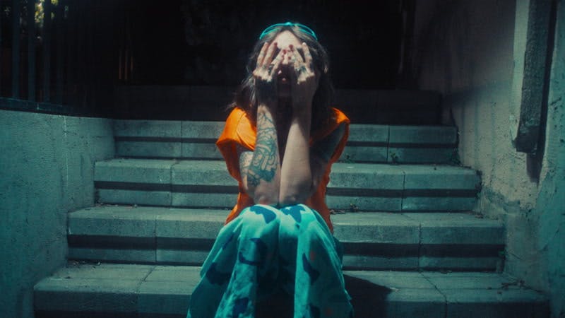 Woman, Drunk, Concrete Steps, Sitting by Omri Ohana – Stock Footage ...