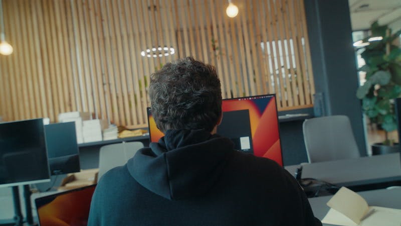Desk, Computer Screen, Back Shot, Sitting by Nostalgia – Stock Footage ...