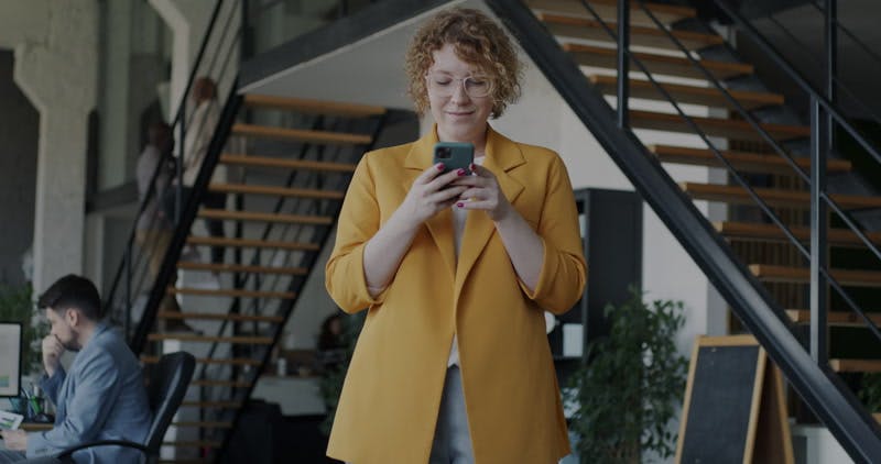 Employee, Smiling, Standing, Typing by VITALY GARIEV – Stock Footage ...