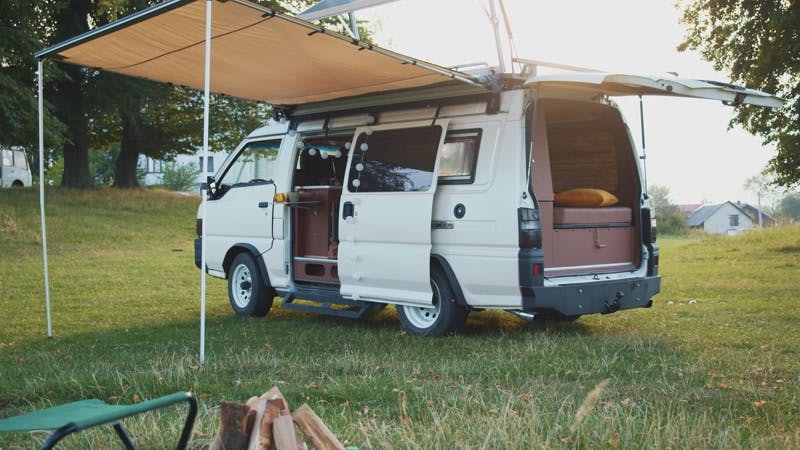 Campervan, Van, Shade Canopy, Field by Oleh Ibrahimov – Stock Footage ...
