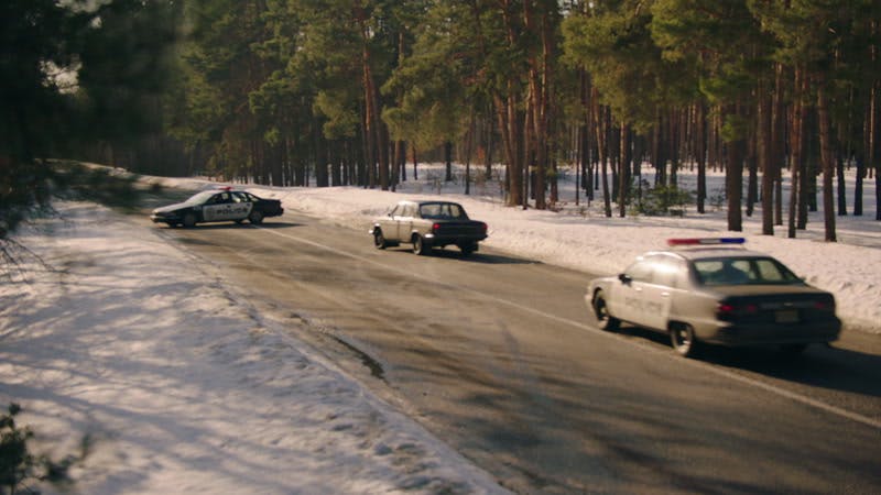 Law Enforcement, Winter Road, Police Stop by LACOFILMS – Stock Footage ...