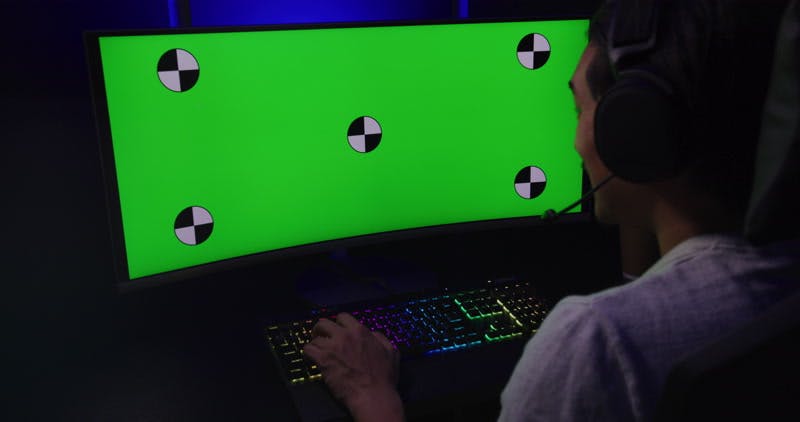Green Screen, Gamer, Concave Monitor, Computer by Brad Day – Stock ...