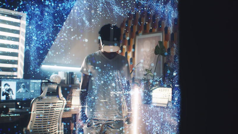 Virtual Reality, Vr Headset, Futuristic, Particles by Frame Stock ...