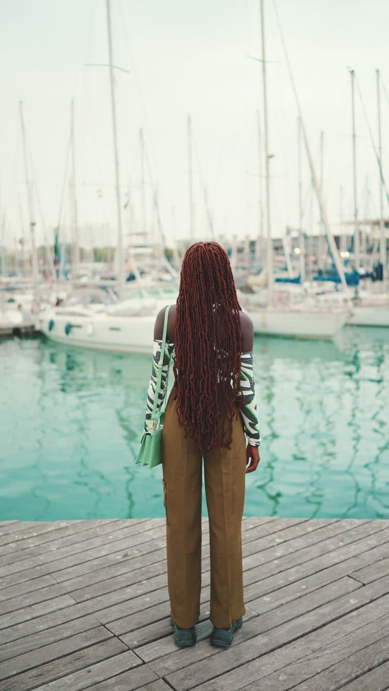 Harbor, Standing, Woman, Backshot by Andrii Nekrasov – Stock Footage ...