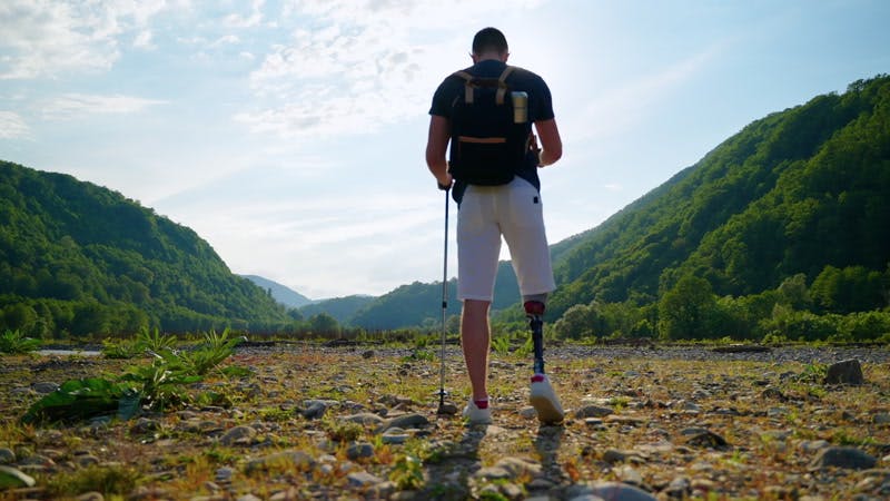Disabled, Walking Poles, Amputated, Prosthetic Leg by Polina Borisova ...