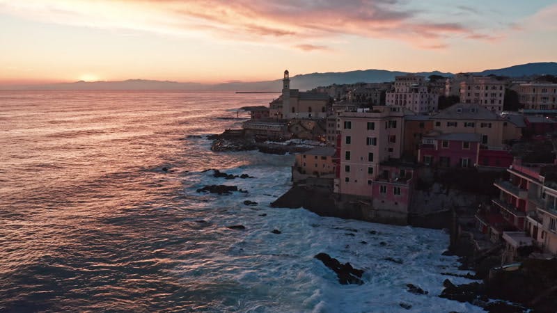 Boccadasse, Sunset, Genova, Buildings by Escape Routine – Stock Footage ...