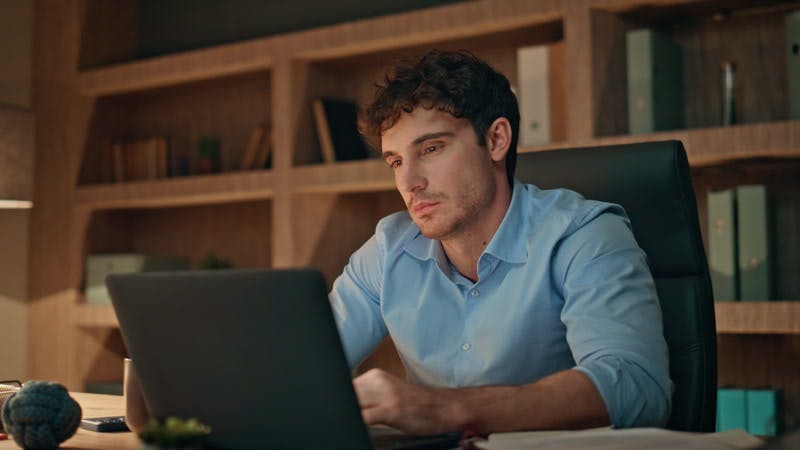 Sitting, Stressed, Typing, Laptop by Stockbusters – Stock Footage | Artlist