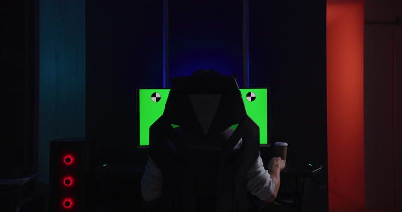 Green Screen, Gamer, Concave Monitor, Computer by Brad Day – Stock Footage