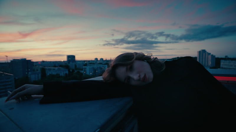 Rooftop, Woman, Building Ledge, City by Omri Ohana – Stock Footage ...