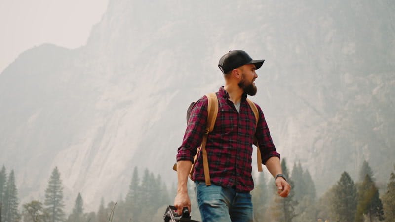 Man, Filmmaker, Walking, Cinematographic Camera by Hugo Will – Stock ...