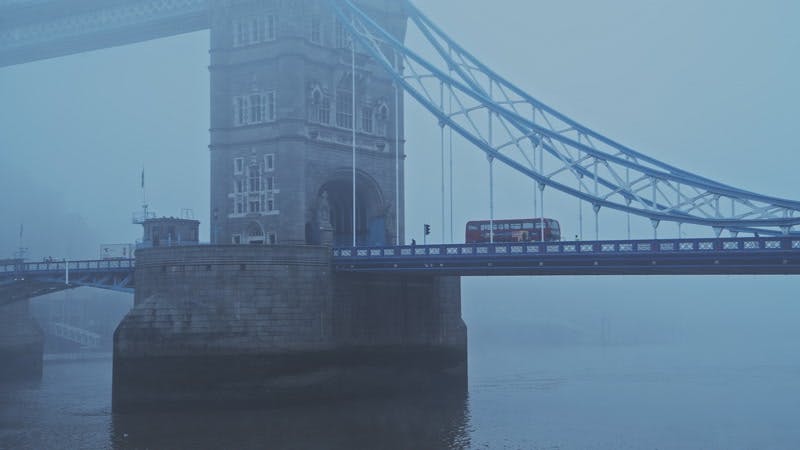 Bridge, Bus, Tower Bridge, Misty by Matthew Williams-Ellis – Stock ...