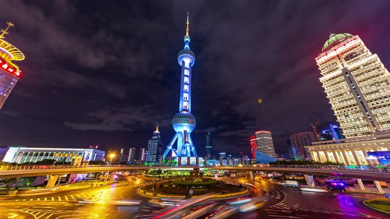 Roundabout, Citylights, China, Shanghai by Filippo Rivetti – Stock ...