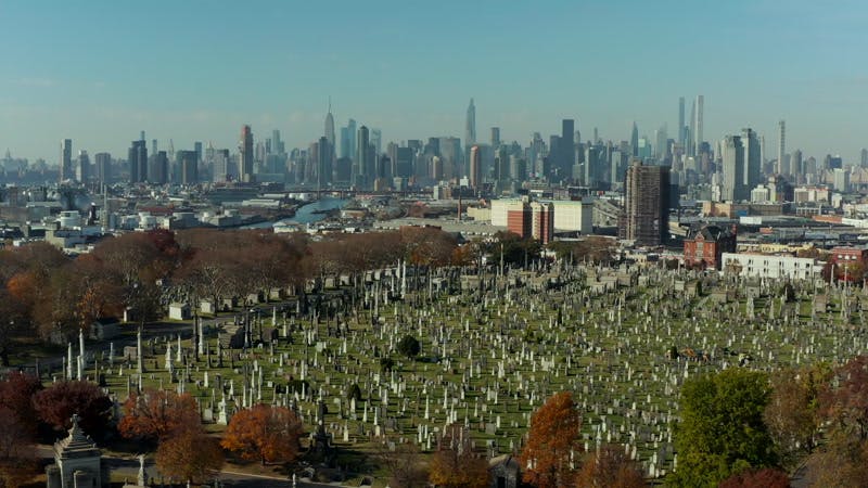 Greenpoint, Calvary Cemetery, New York, Brooklyn by 21 Aerials – Stock ...